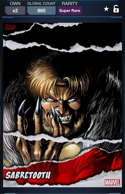 Topps Marvel Collect Digital 2021 Comic Impact SABRETOOTH Slashing Red ...