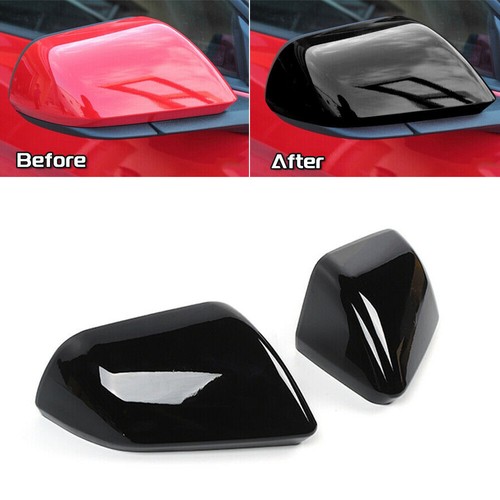 Gloss Black ABS Side Rearview Mirrors Caps Cover Trim For Ford Mustang ...