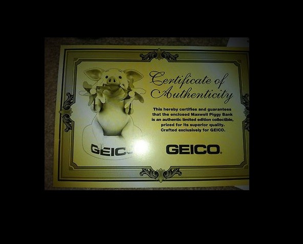 GEICO Maxwell The Pig TALKING Piggy Bank Rare in Box with Certificate ...