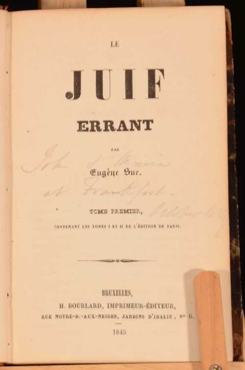 1845 5vol Le Juif Errant The Wandering Jew Eugene Sue French Fiction Novel | eBay