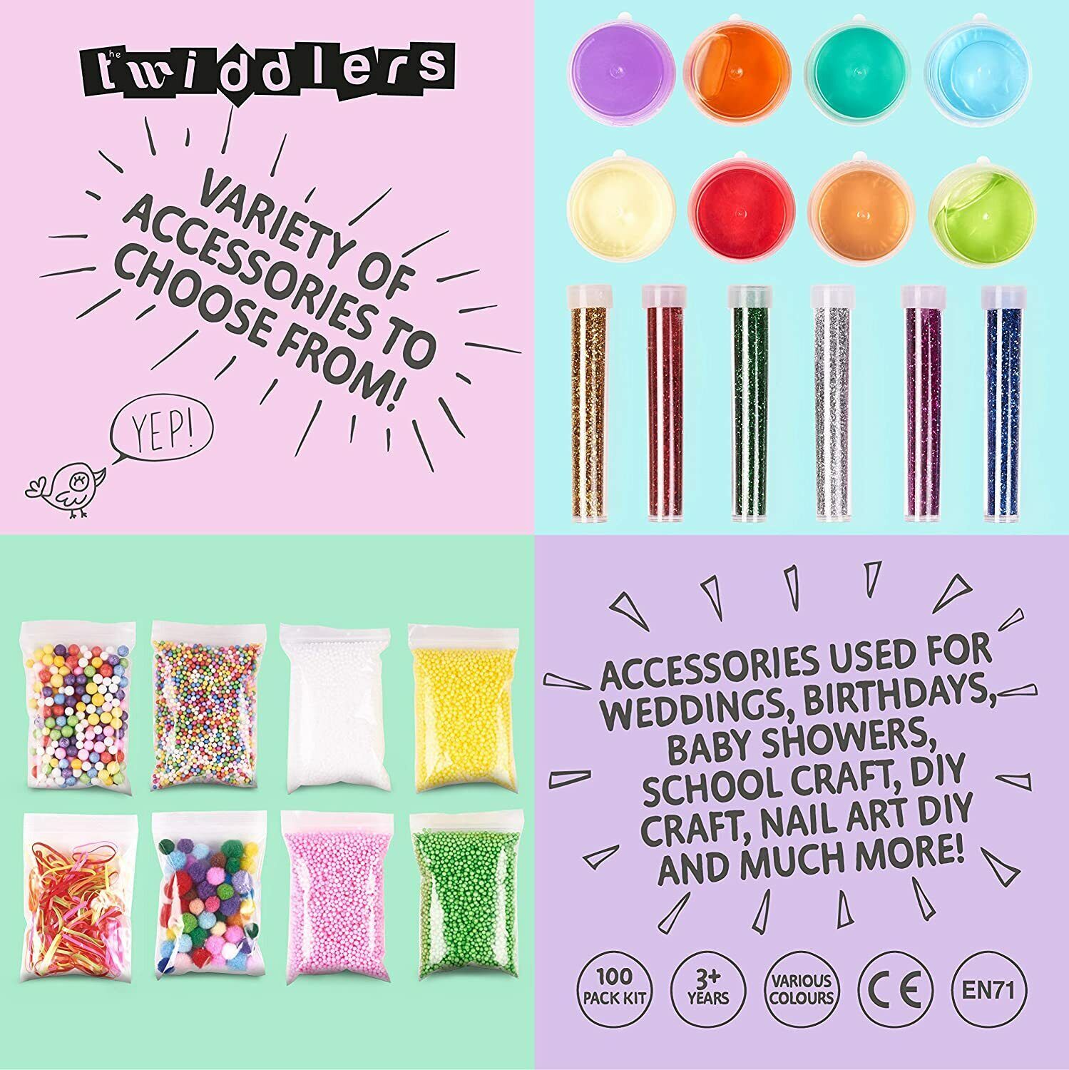 100 x Slime Making Kit DIY Design Your Own Slime Fun Kids Party ...