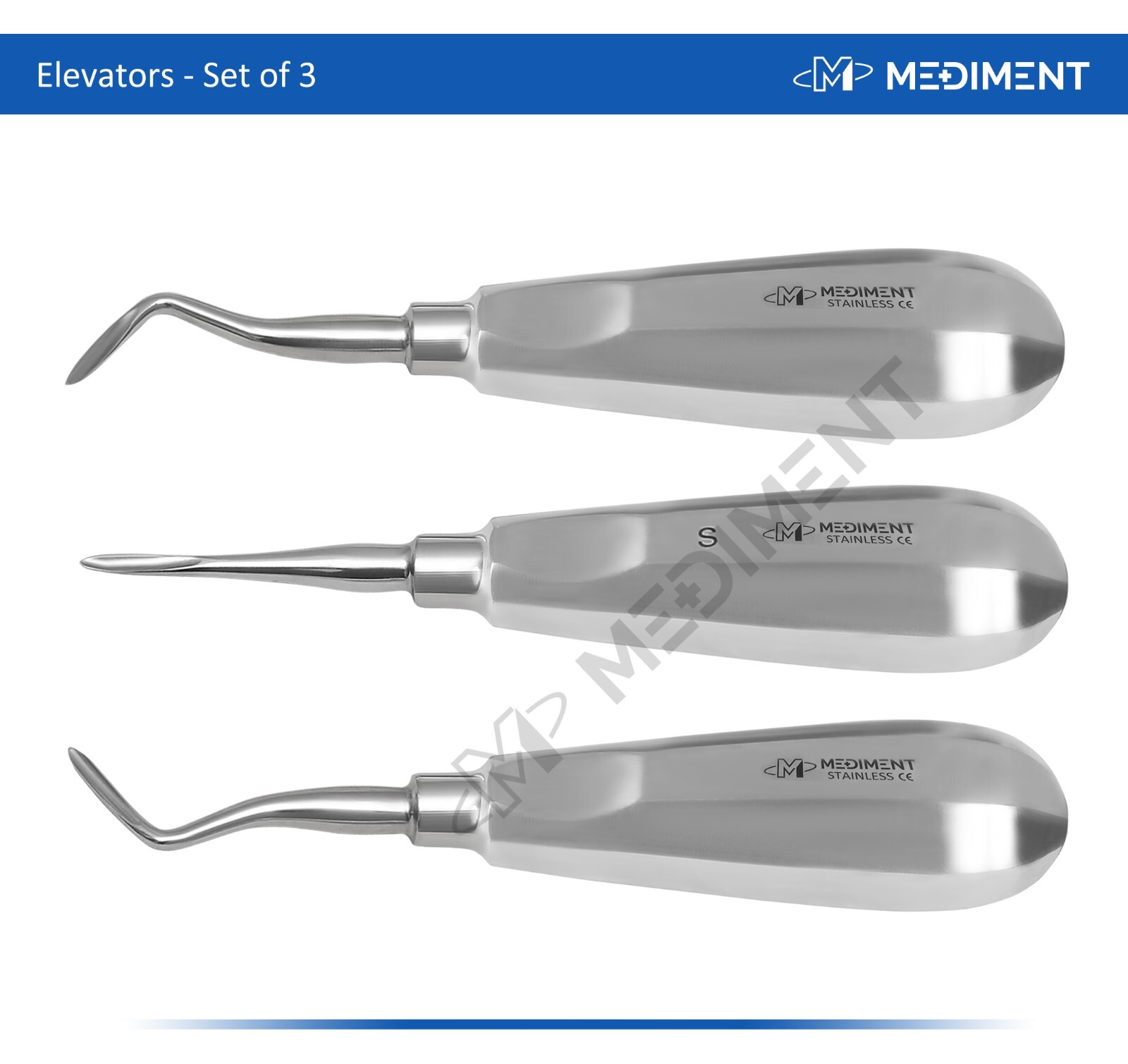 New Mediment Dental Root Elevators Set Of 3 PCS Oral Surgery Elevators ...