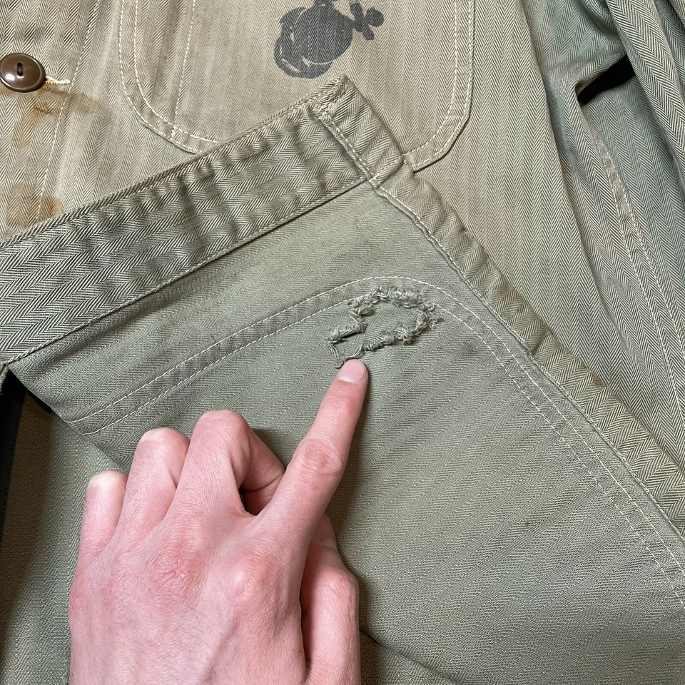 WWII USMC Uniform Lot P41 HBT Jacket Pants Named ID Abercrombie & Fitch ...