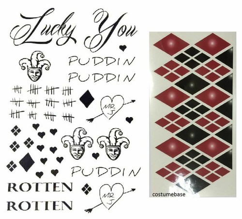 DC Suicide Squad Harley Quinn puddin Tattoo Stickers Spray Waterproof ...