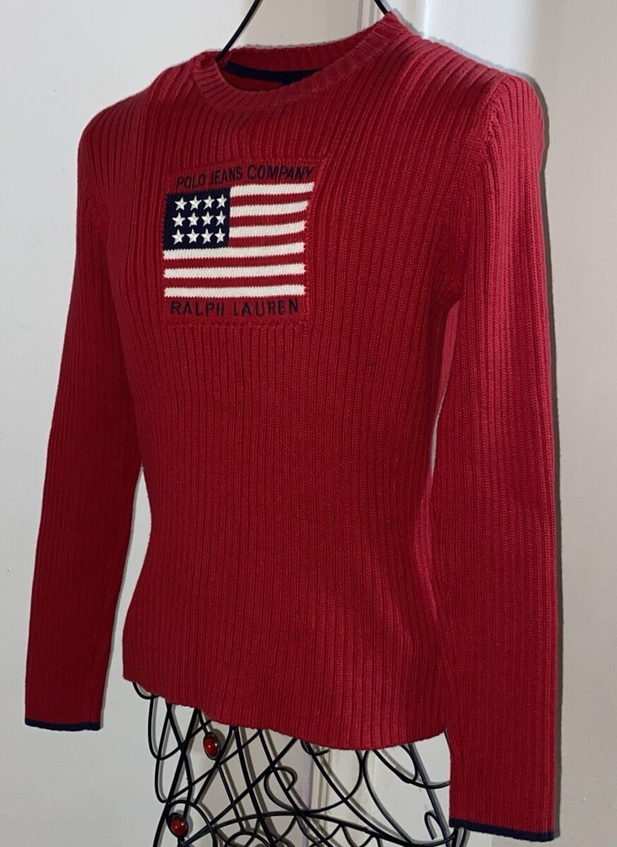VTG Polo Ralph Lauren Red American Flag RL Knit Sweater VTG Polo Ralph Lauren Red American Flag RL Knit Sweater