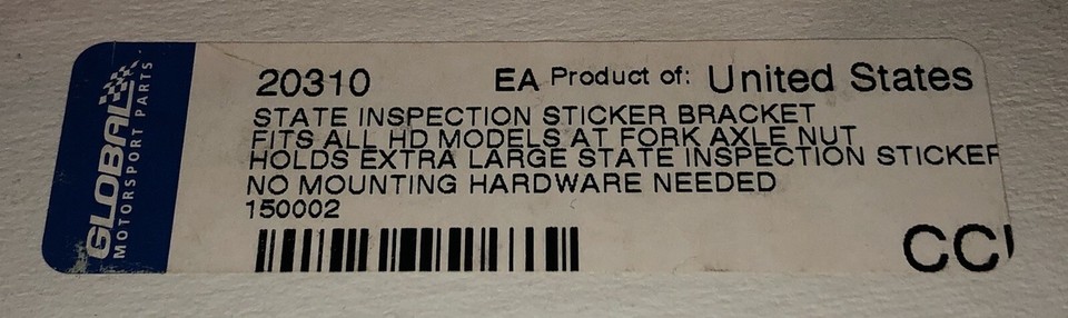 State Inspection Sticker Bracket - Fits All HD Models at Fork Axle Nut ...