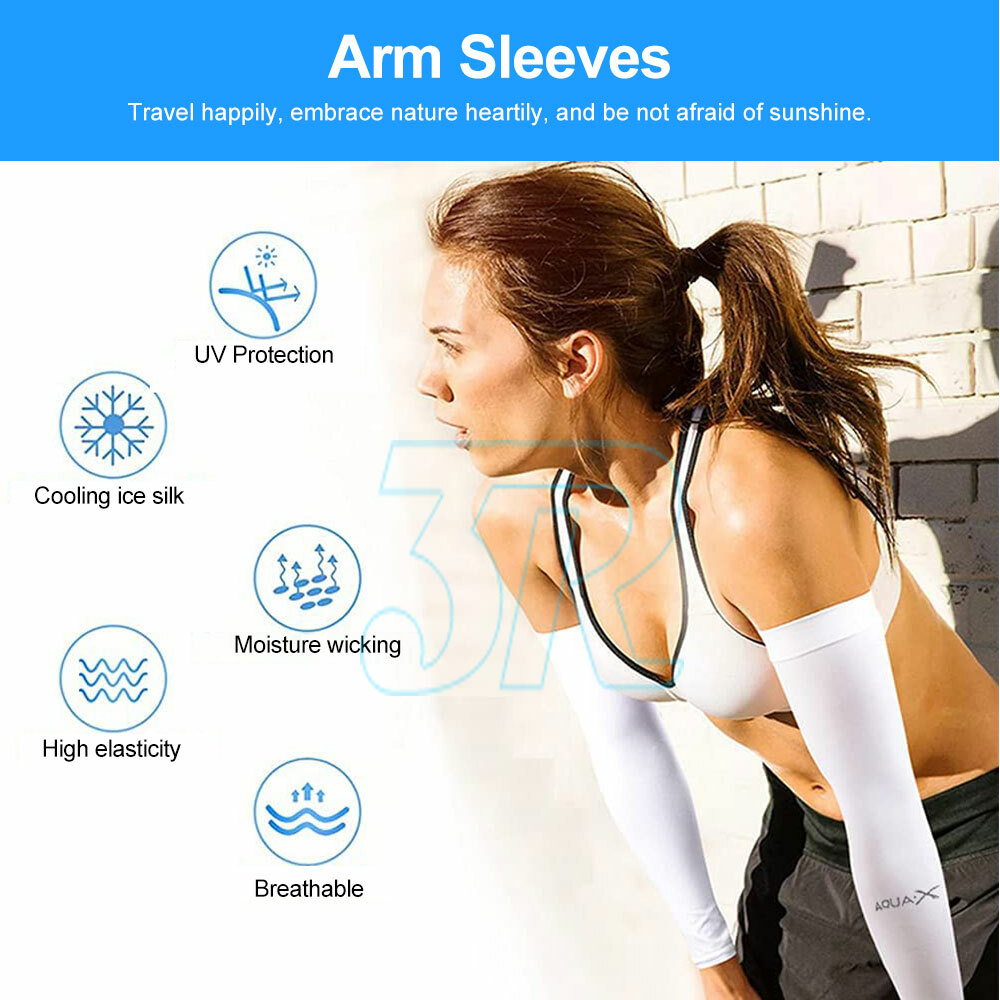 2Pairs Cooling Sport Arm Stretch Sleeves Sun UV Protection Covers Golf Cycling | eBay