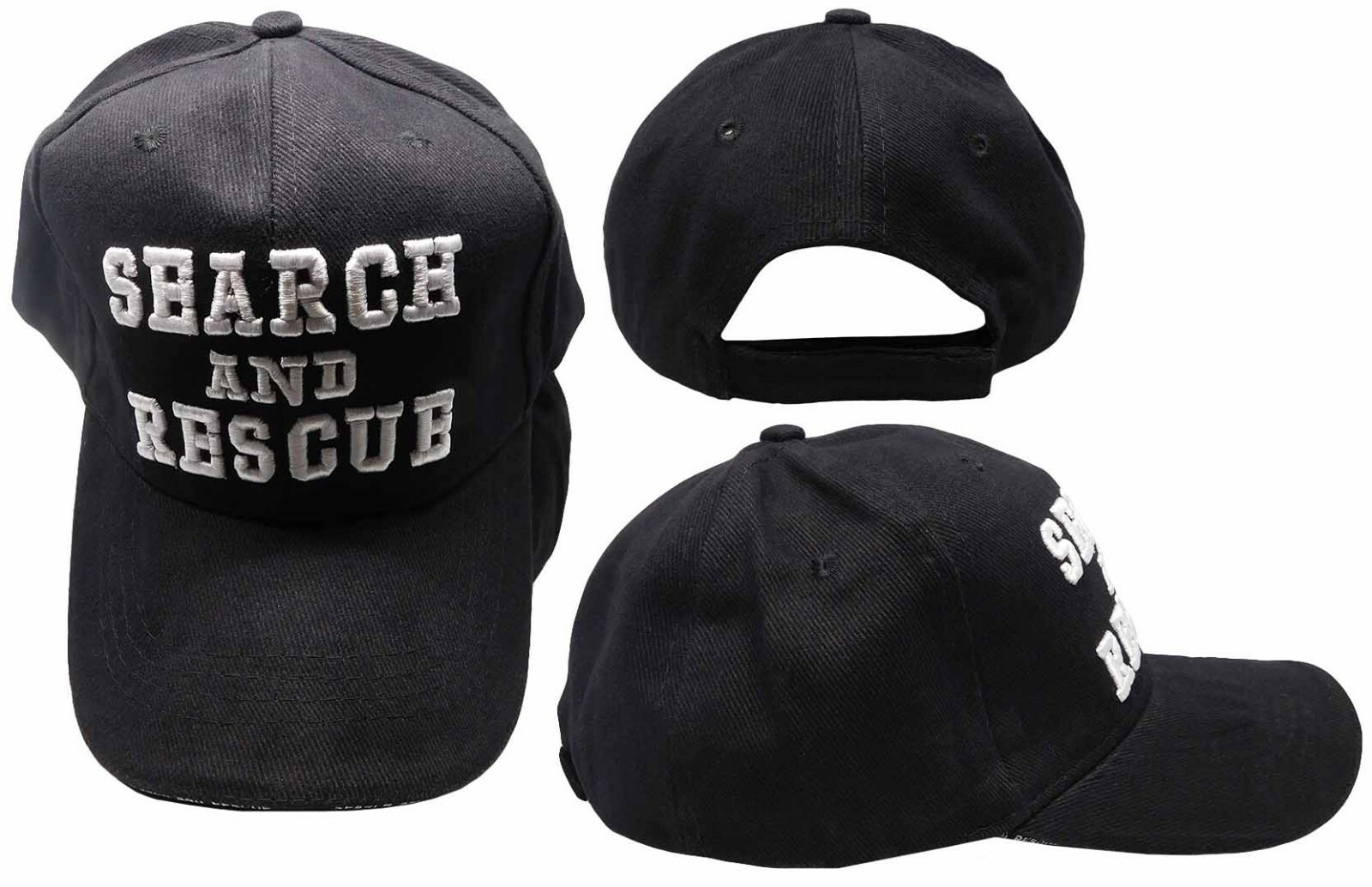 Black Search And Rescue White Letters Embroidered Cap Hat 3D | eBay