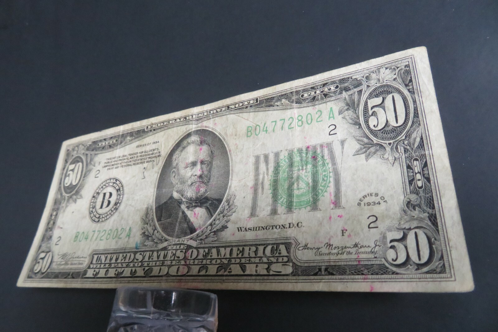 1934 FIFTY DOLLAR FEDERAL RESERVE NOTE Circulated RARE B 04772802 A ...