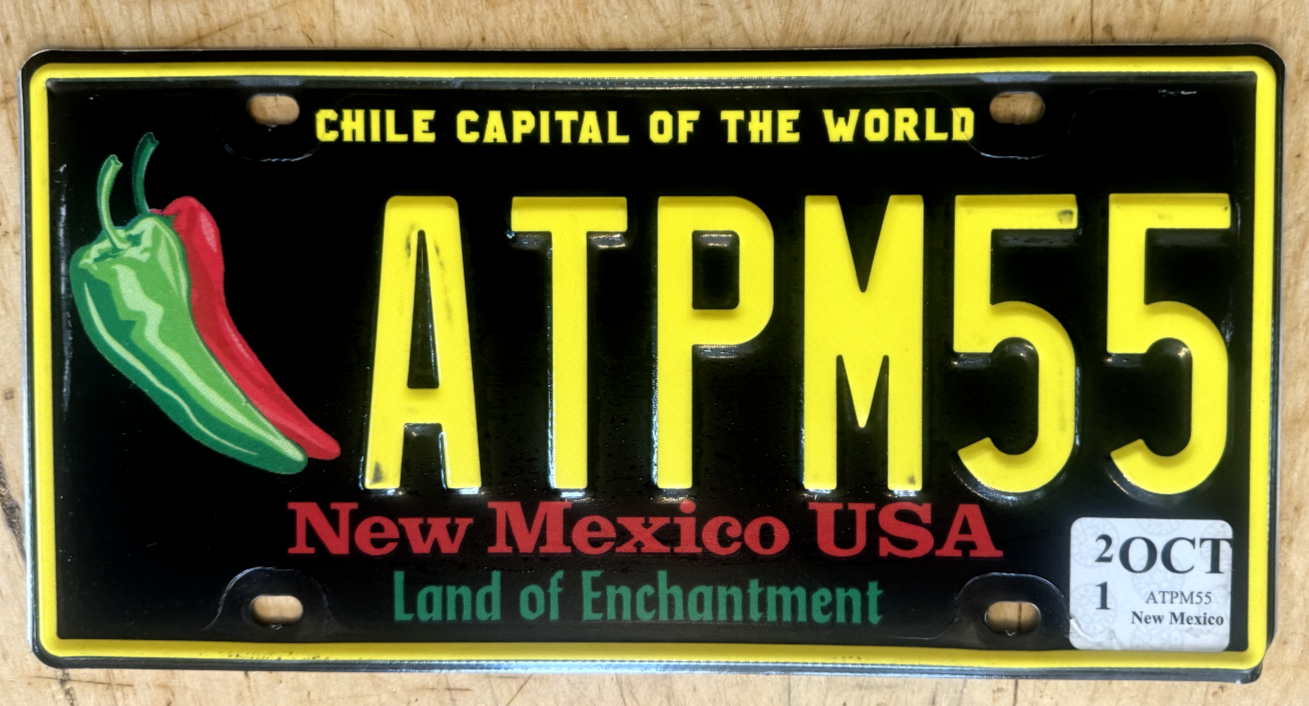 AWARD WINNING NEW MEXICO CHILE LICENSE PLATE " ATPM 55 " NM | eBay