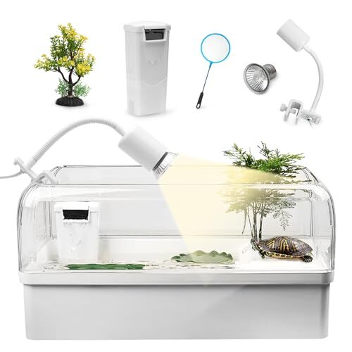 Turtle Tank Habitat Kit Aquatic Tortoise Starter Enclosure with Hideout ...