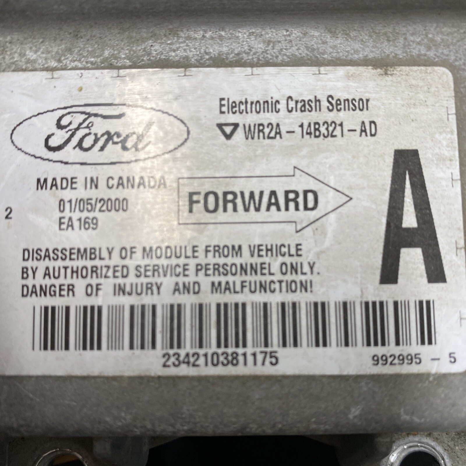 FORD FALCON AU XT XR6 XR8 AIRBAG MODULE - WR2A-14B321-AD - LETTER A ...