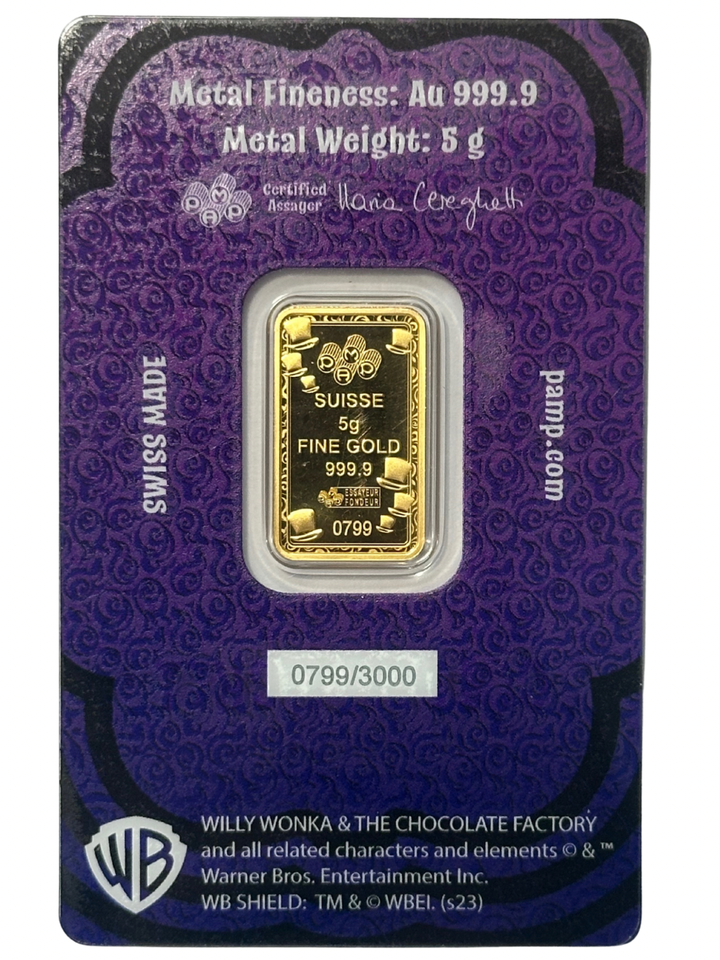 PAMP Suisse 5 Gram Gold Bar Willy Wonka Golden Ticket ***RARE 3000 ...
