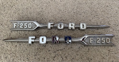 Vintage Original 1960 FORD Truck F-250 side hood Emblems Set | eBay