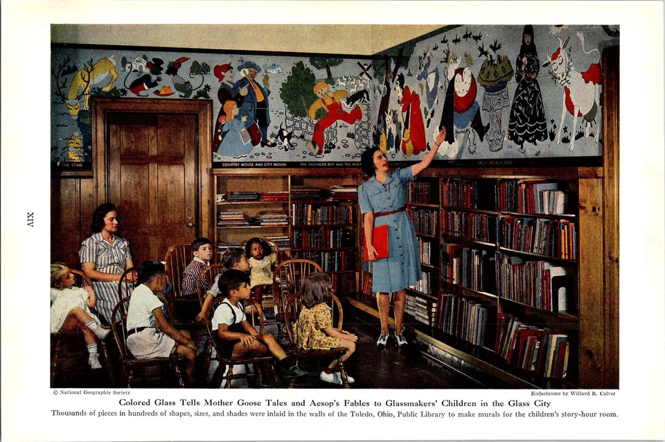Colorful 1943 Children's Storybook Mural Print - Vintage Educational ...