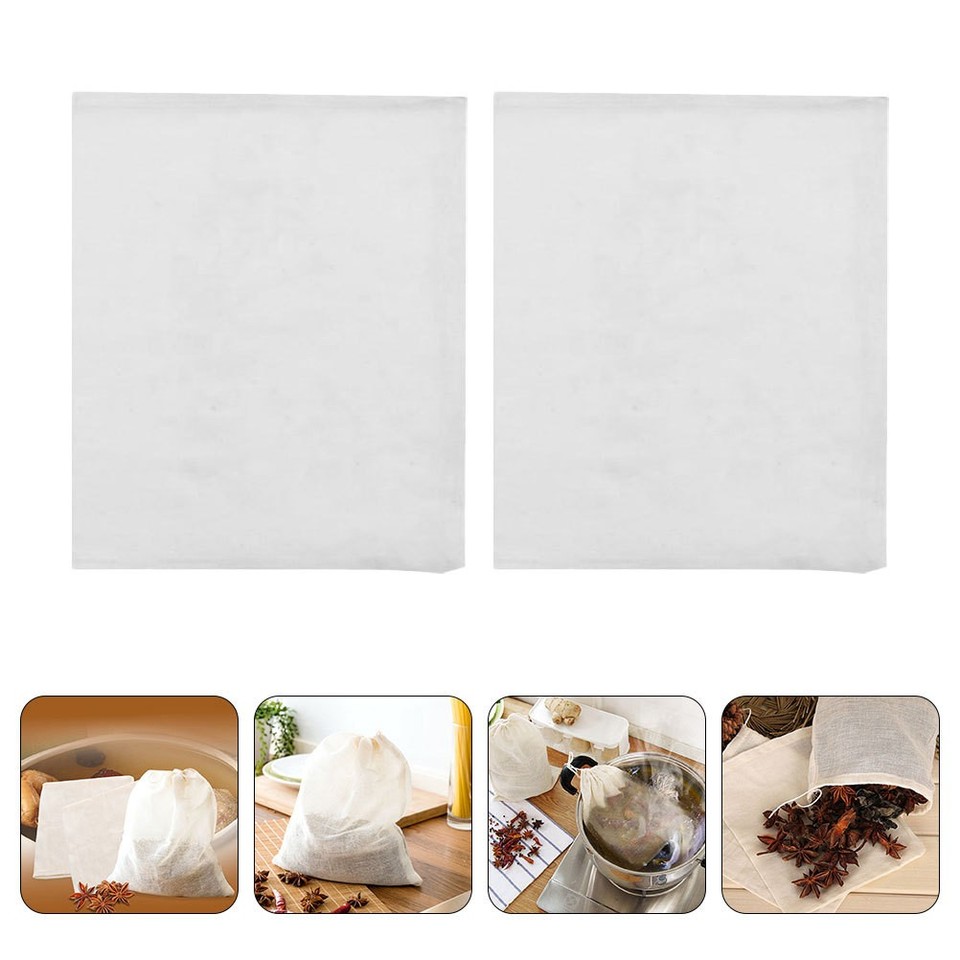 20 Pcs Reusable Cotton Drawstring Soup Cooking Bags Tea Spice Filter ...