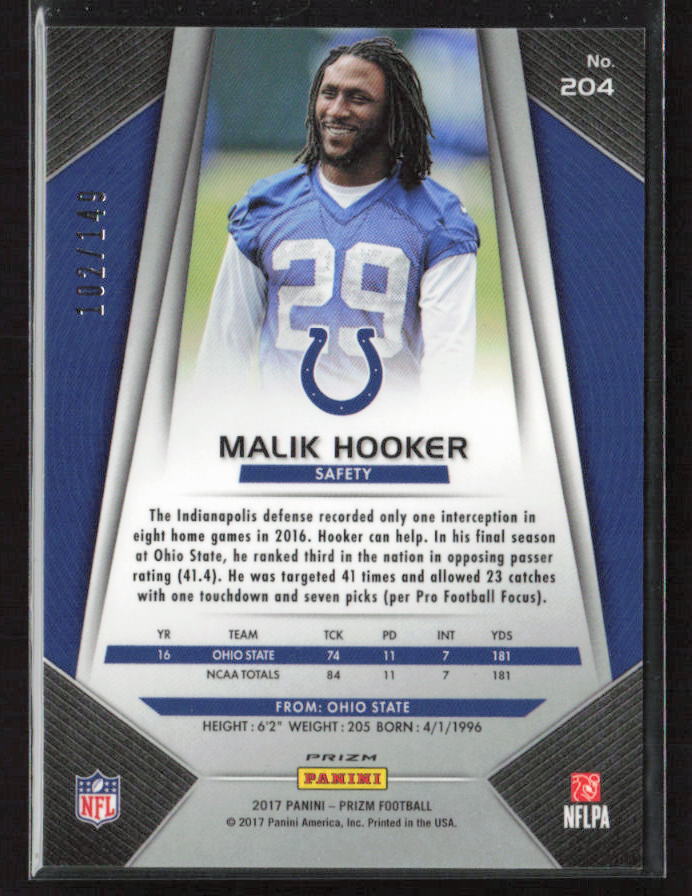 2017 Prizm Wave /149 #204 Malik Hooker Silver Prizm Near Mint | eBay