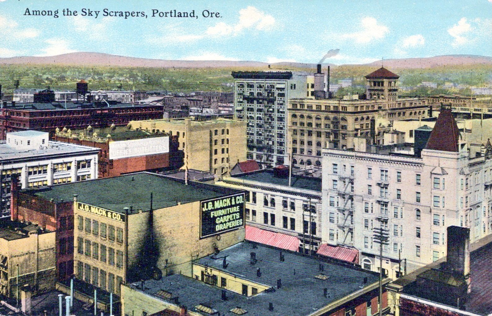 Portland Oregon Among the Sky Scrapers J G Mack Co Furniture Postcard ...