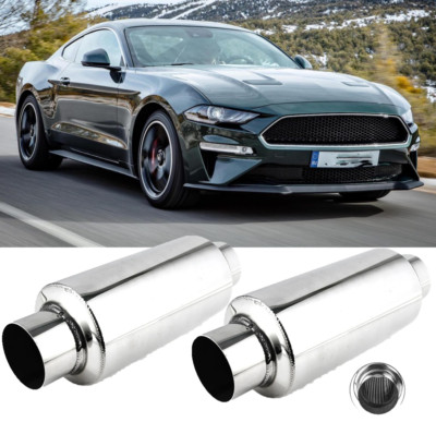 Pair of 2.5" Inlet/Outlet 12" Long Exhaust Muffler Resonators For Ford ...