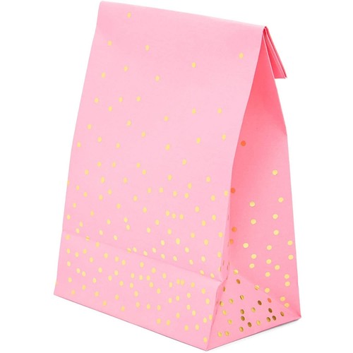 Pink Gift Bag, Party Favor Bags with Gold Stickers (5.15 x 8.6 in, 36 ...