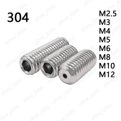 304 Stainless Steel Hex Socket Set Hollow Screws Flat Point Grub Screws ...