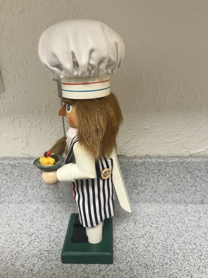 Wooden Chef Nutcracker Figurine Cook Baker w/ Hat Apron Kitchen Decor CUTE! | eBay