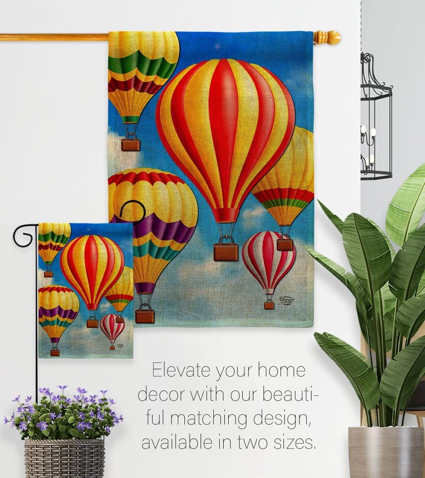 Air Balloon Burlap House Flag Dowel Set for Summer Beach Pool Luau ...