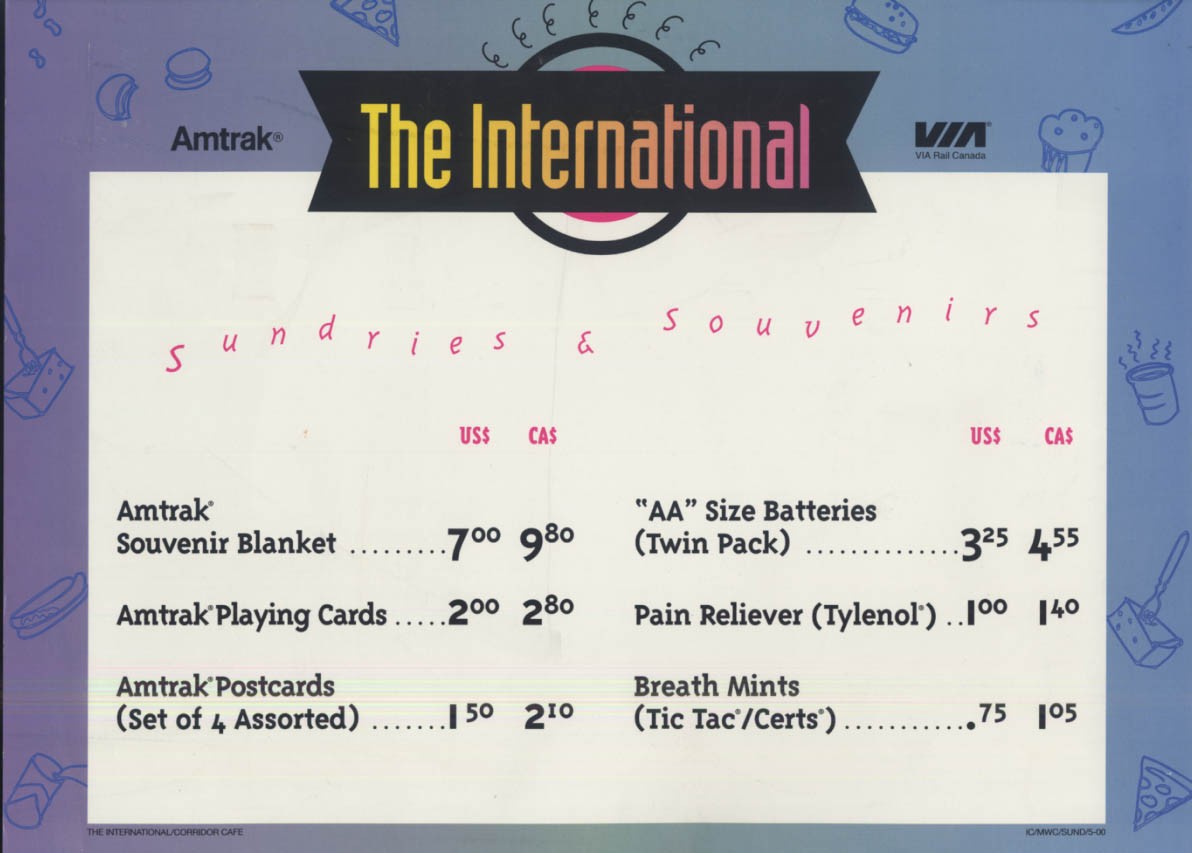 Amtrak café car sign Amtrak Midwest Corridor VIA International ...