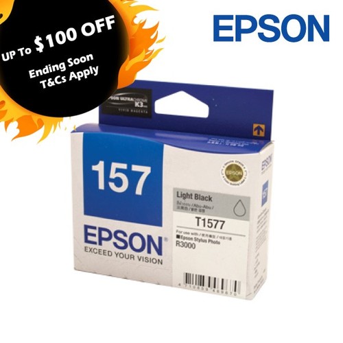 Epson Genuine 157 UltraChrome K3 Light BLACK INK for R3000 Printer ...