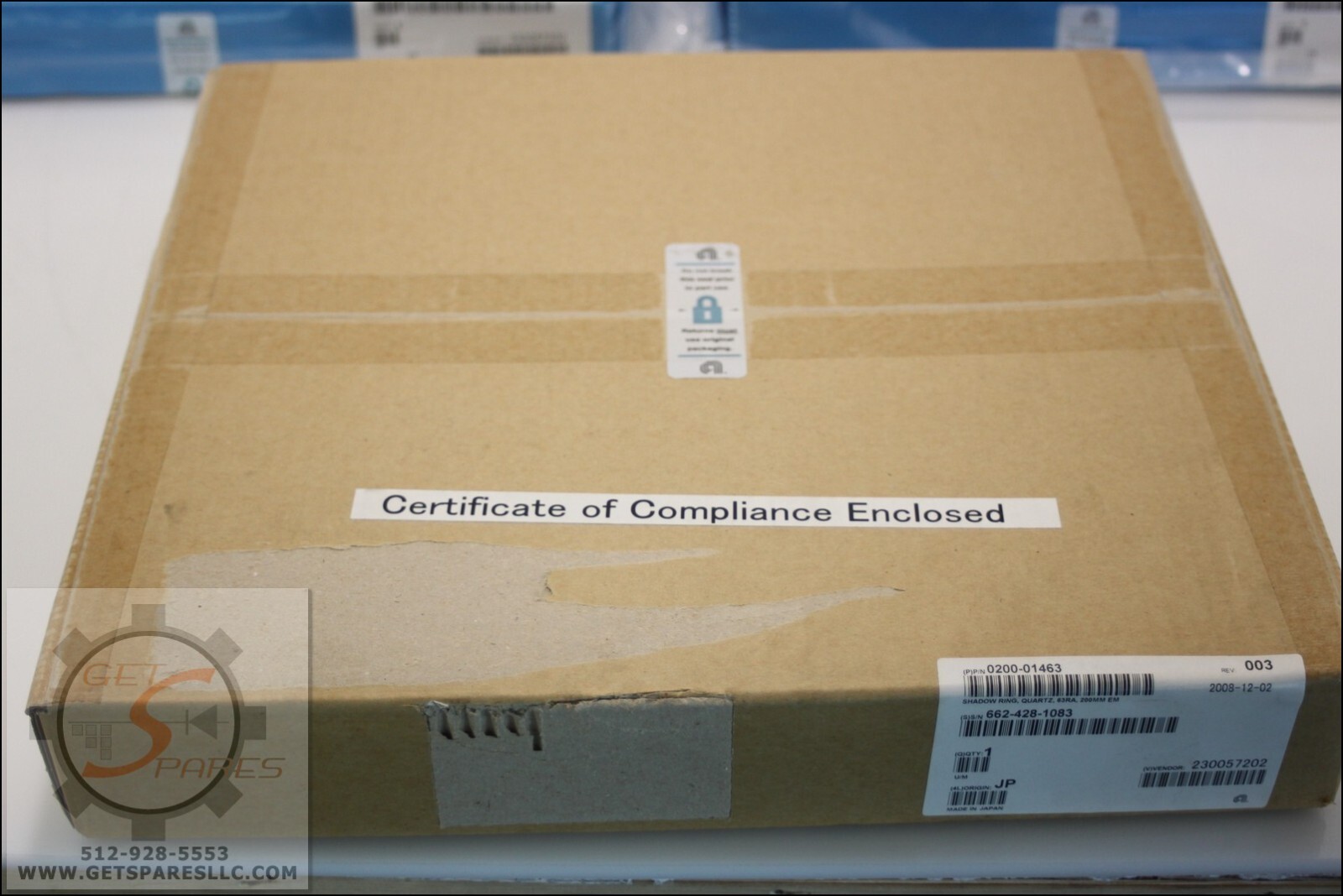 0200-01463 / SHADOW RING, QUARTZ, 63RA, 200MM EM / APPLIED MATERIALS ...