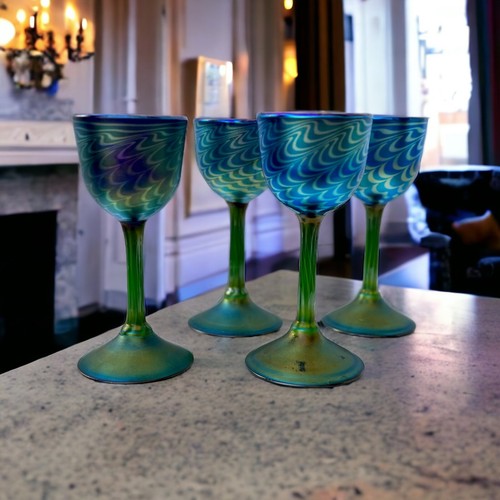 John Cook Studios Iridescent Glass Goblets Set Of 4 | eBay