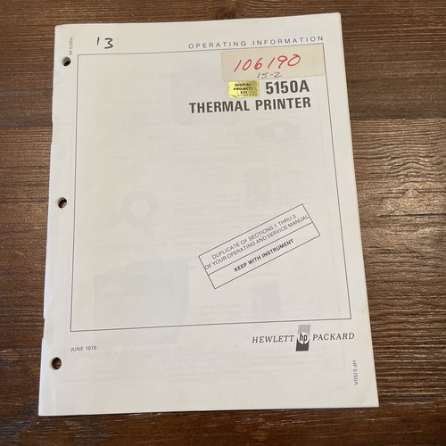 HP 5150A Thermal Printer Operating Information 05150-90005 | eBay