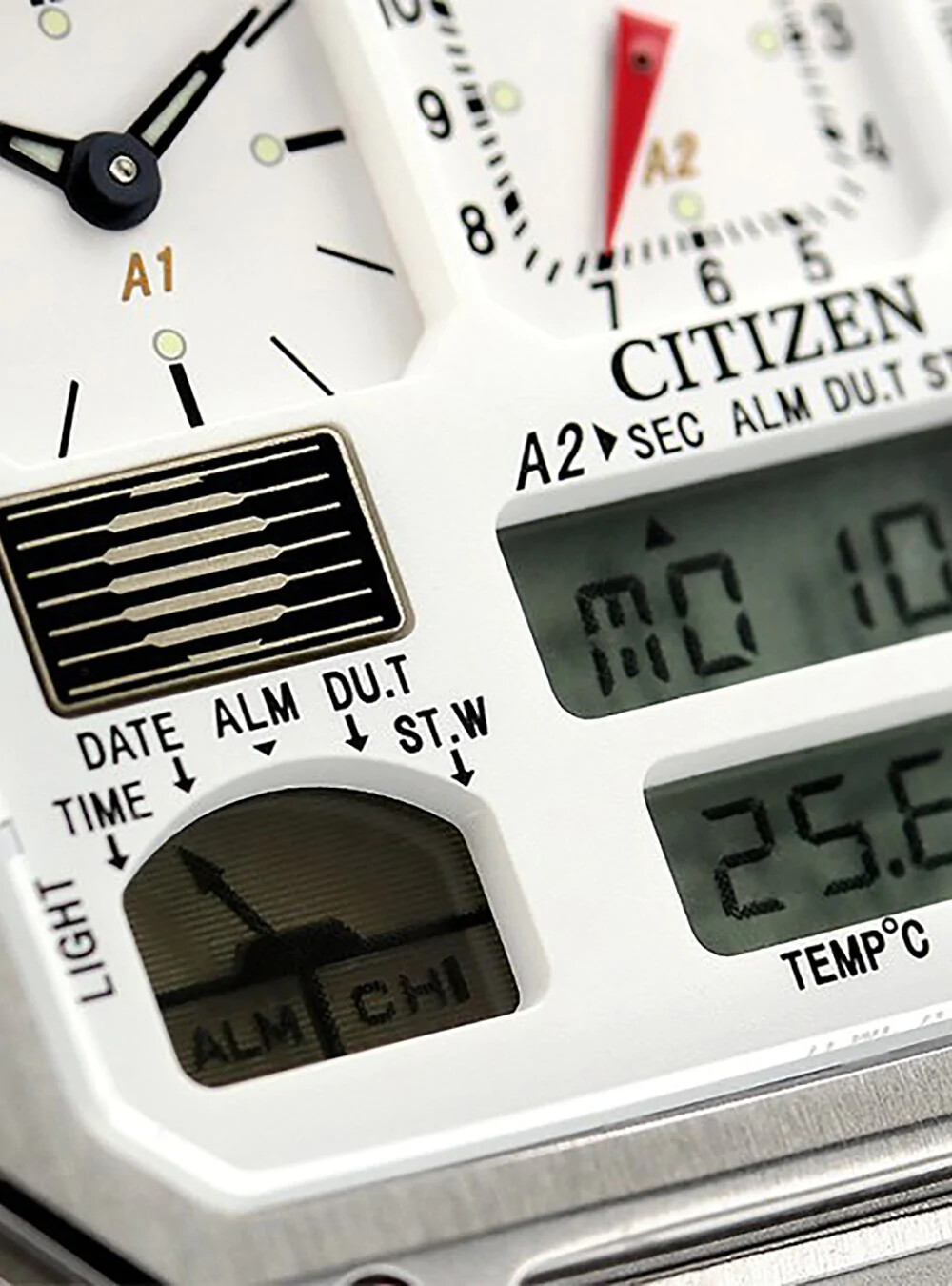 Citizen Ø33.4mm rectangular Ana-Digi temperature Alarm Chronograph Dual ...