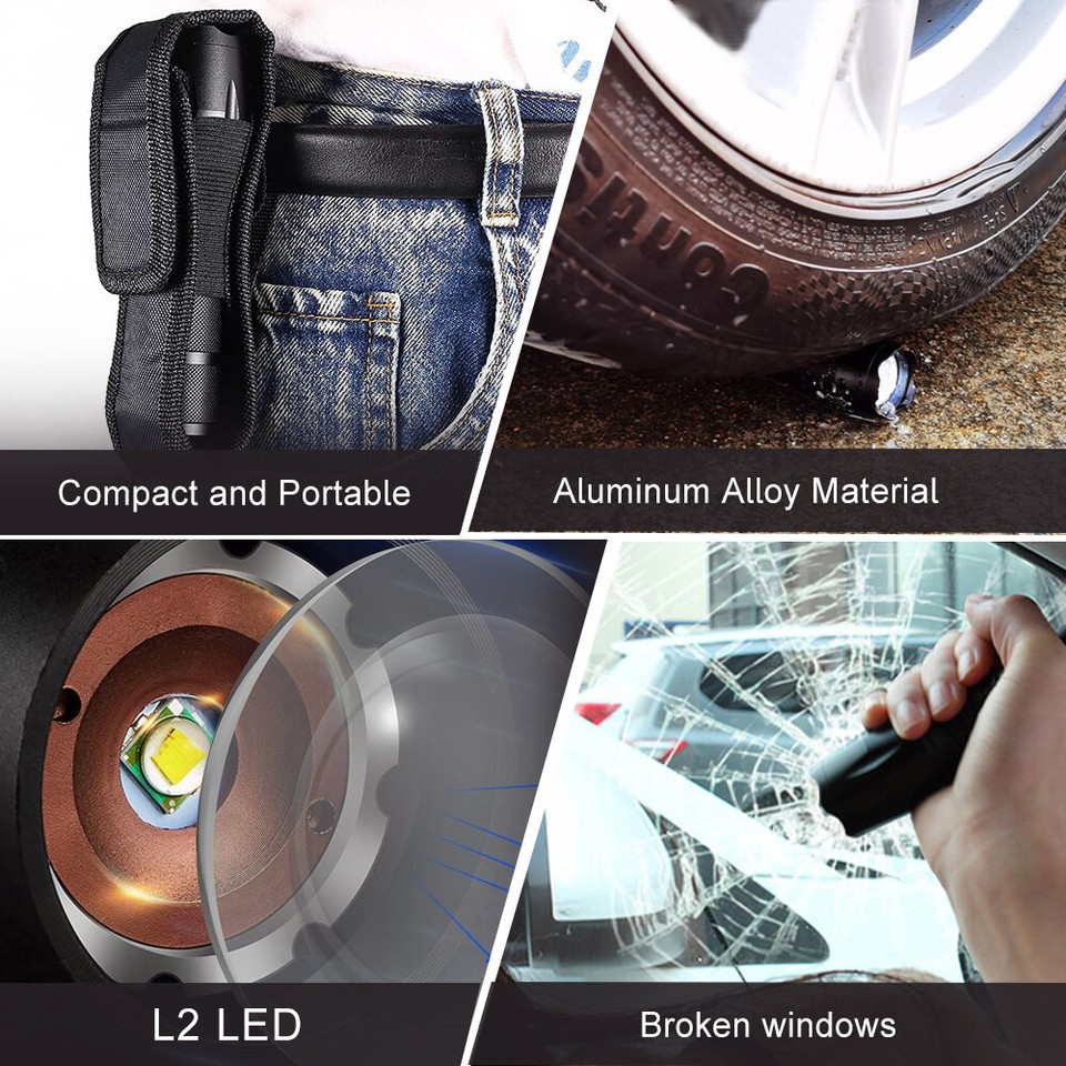 2 Pack Super-Bright LED Tactical Military Flashlight Torch 5 Modes ...