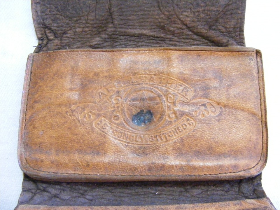 Vintage WW1 Era Stitched Leather Wallet 8-b | eBay