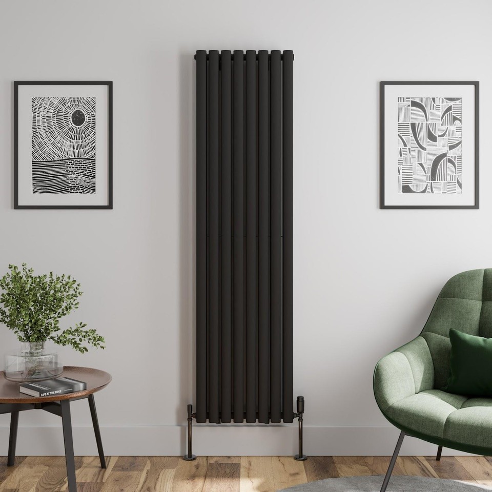 Black Designer Radiator Vertical Horizontal Flat Panel Oval Single ...