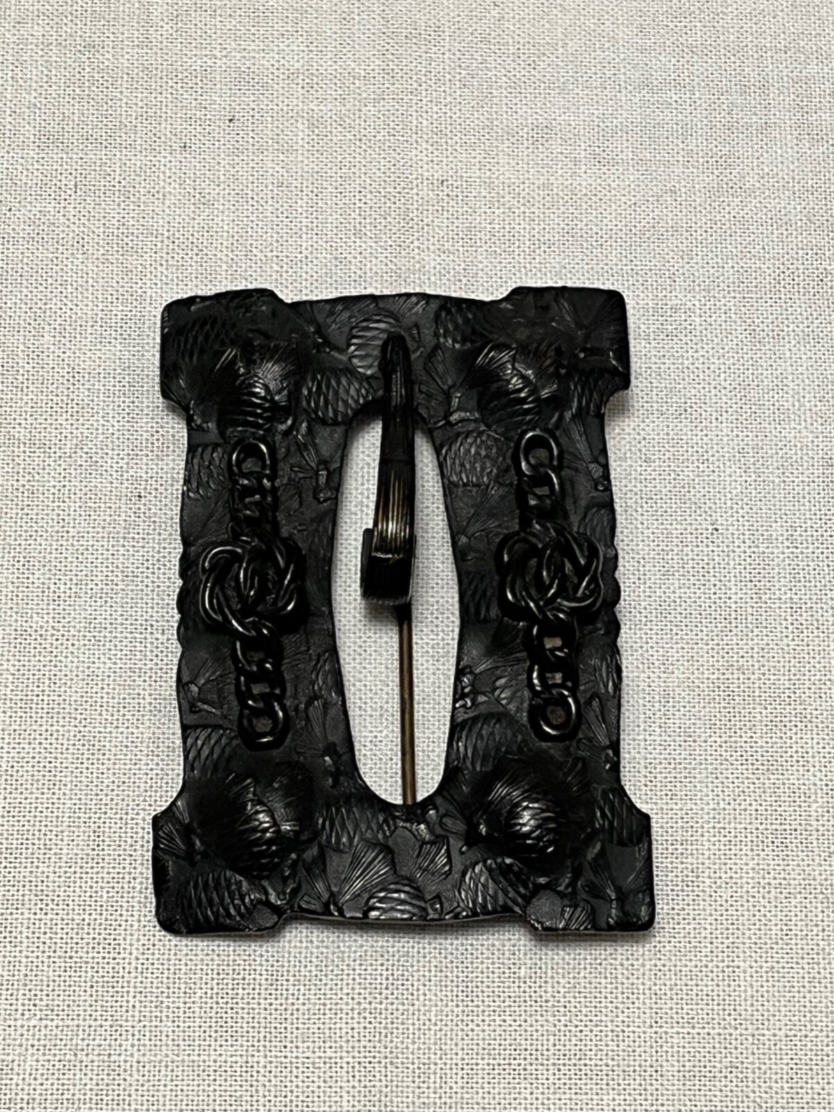 Victorian black mourning detailed hand wrought sash b… - Gem