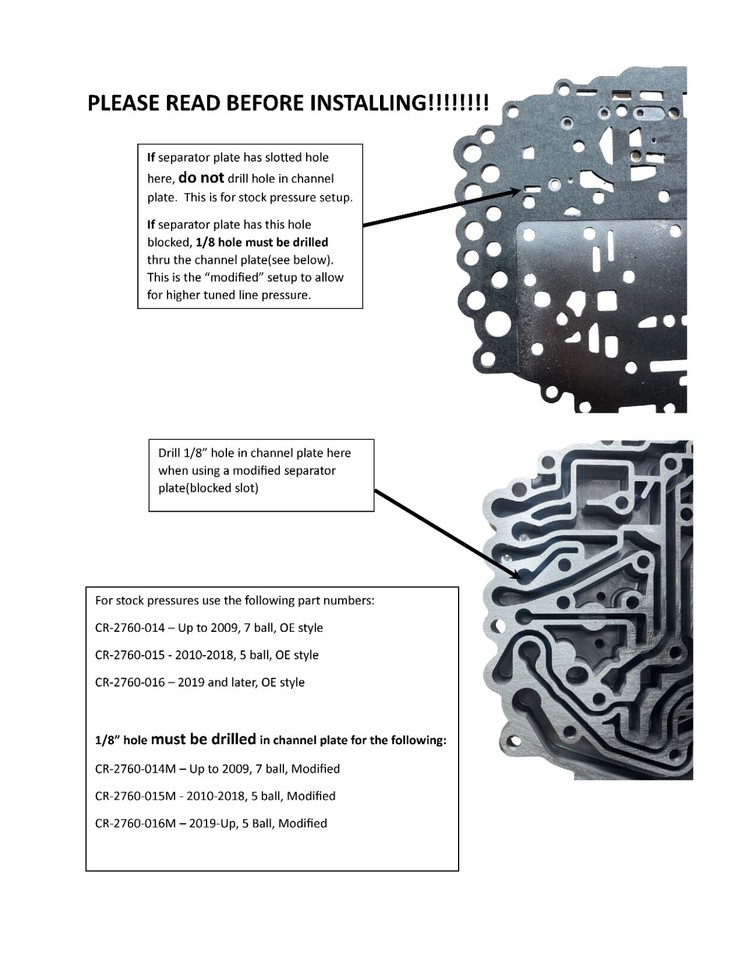 2010-2018 Chrysler 65RFE, 66RFE, 68RFE Valve Body Plate With Gaskets ...