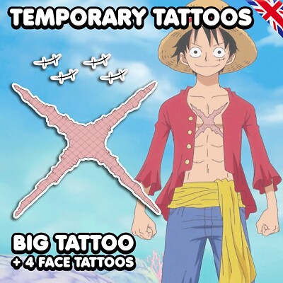 UK Monkey D. Luffy - One Piece Temporary Tattoos Cosplay Costume Scar ...