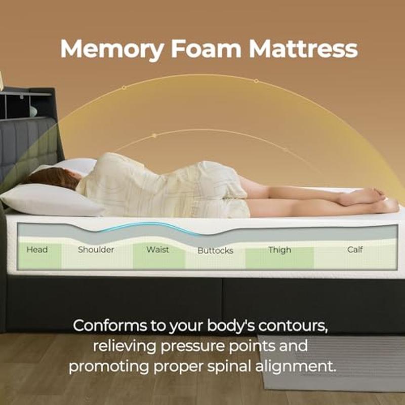 6" Twin Size Gel Memory Foam Mattress in a Box Fiberglass Free Mattress ...