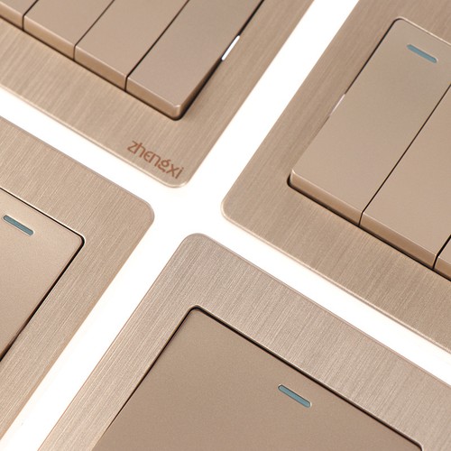 Gold Wall Switch 1/2/3/4 Gang 1Way Button Wall Light Switch On / Off ...