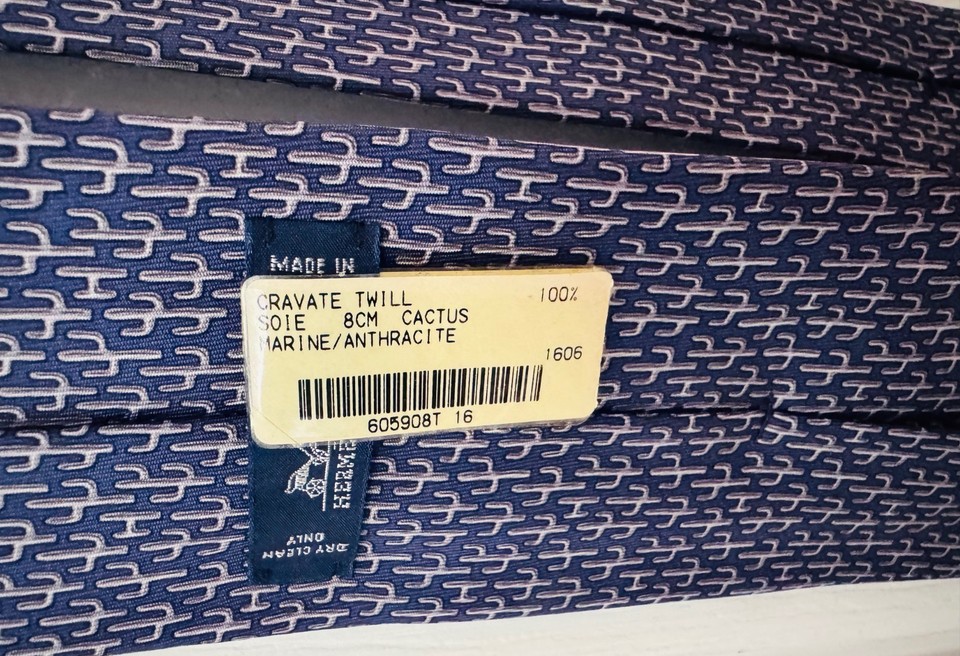 Hermes Blue Cactus Print Silk Men's Tie Original Box & Ltd. Edition ...