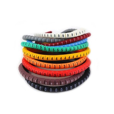 500pcs EC-0 EC-1 EC-2 EC-3 Size Coloured Cable Tags Markers 0 to 9 ...