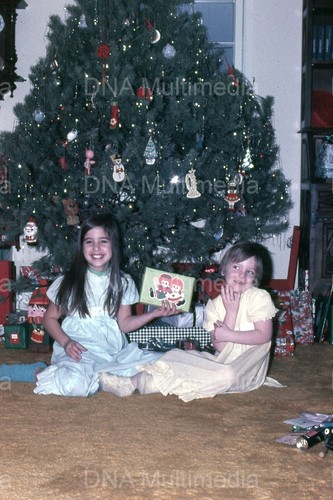 Vintage 35mm Color Photo Slide 1975 Christmas Morning Girls with ...