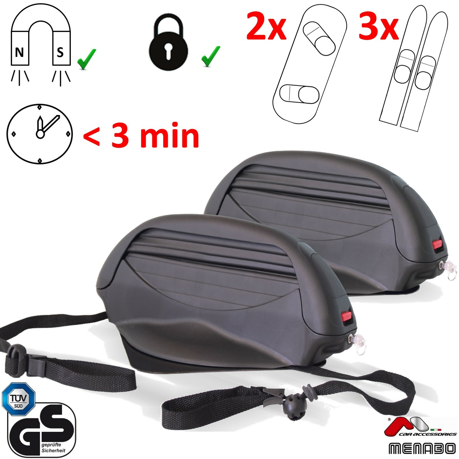 Magnetic Ski & Snowboard Carrier ACONCAGUA | Grelly UK