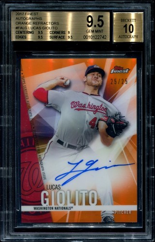2017 Topps Finest Lucas Giolito Orange Refractor Auto /25 Rookie #FA-LG ...