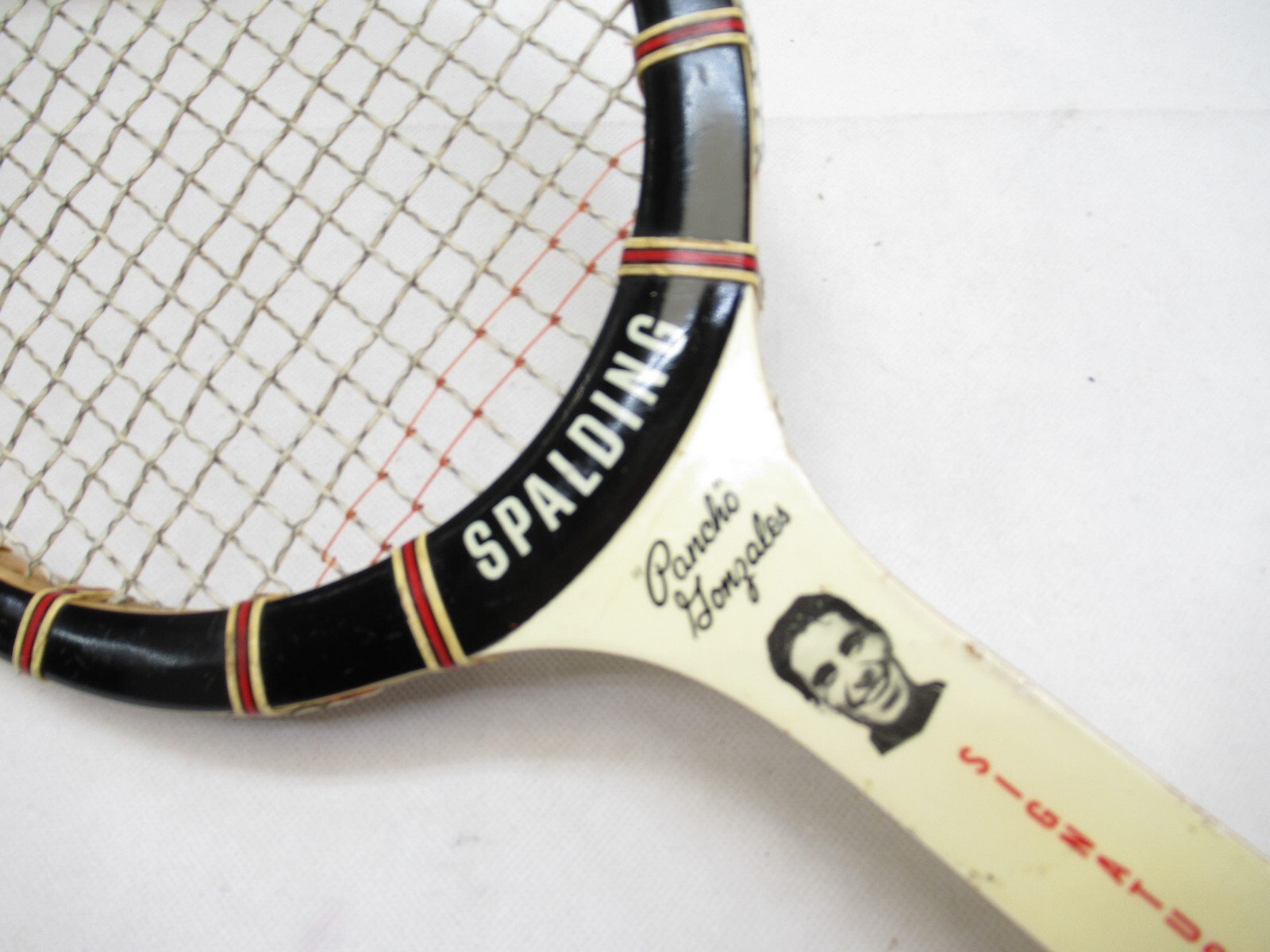 VTG SPALDING "PANCHO GONZALES SIGNATURE" WOOD TENNIS RACQUET. ANTIQUE ...