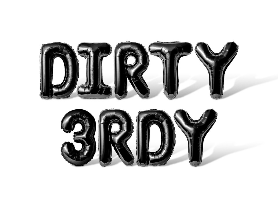 DIRTY 3RDY Letter Balloon Banner - 3rd Birthday Party Supply ...