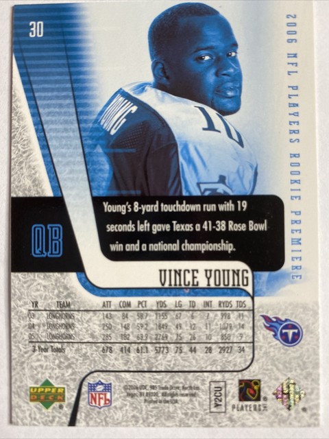 2006 Upper Deck NFL Players Rookie Premiere - #30 Vince Young (RC) for ...