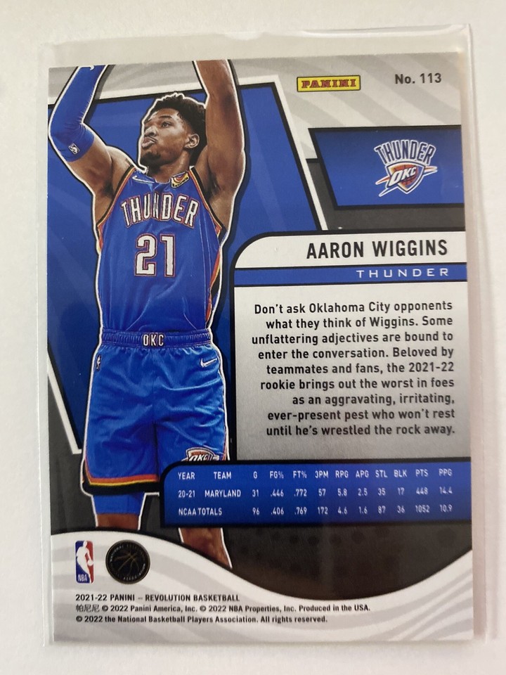 2021-22 PANINI REVOLUTION aaron wiggins rc holo thunder maryland base ...